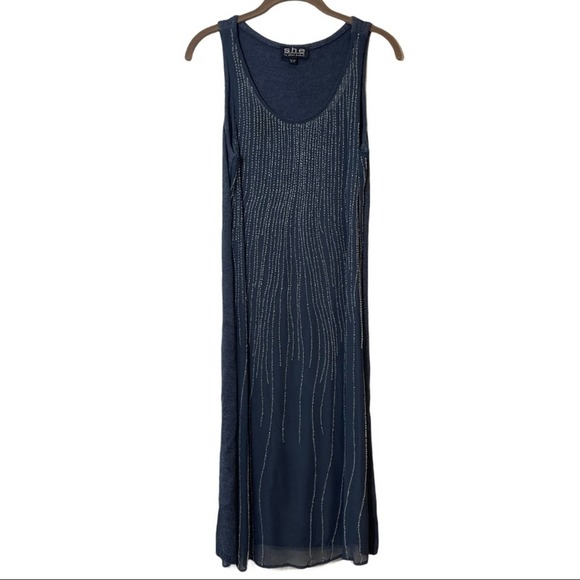 Sheri Bodell | Dresses | Sheri Bodell Grey Silk Merino Wool Beaded ...